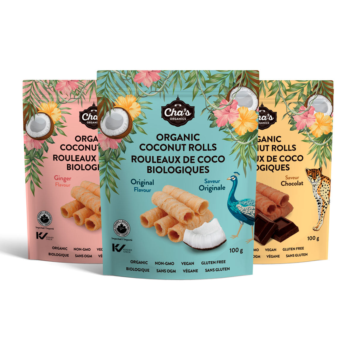 Coconut Rolls Variety Pack - 12 x 100 g – Cha's Organics